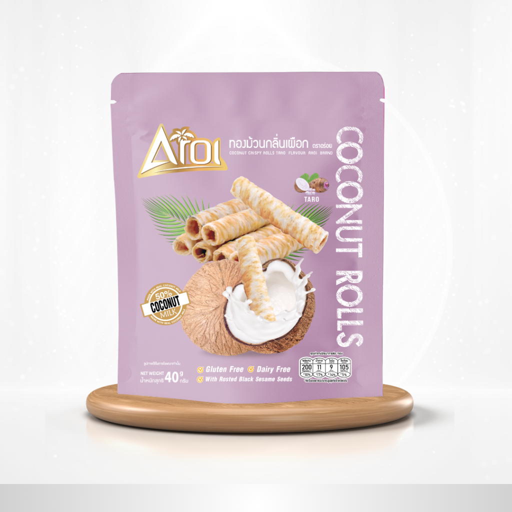 (New Product) Coconut Crispy Rolls Taro Smell 40g. - asianfoods.co.th